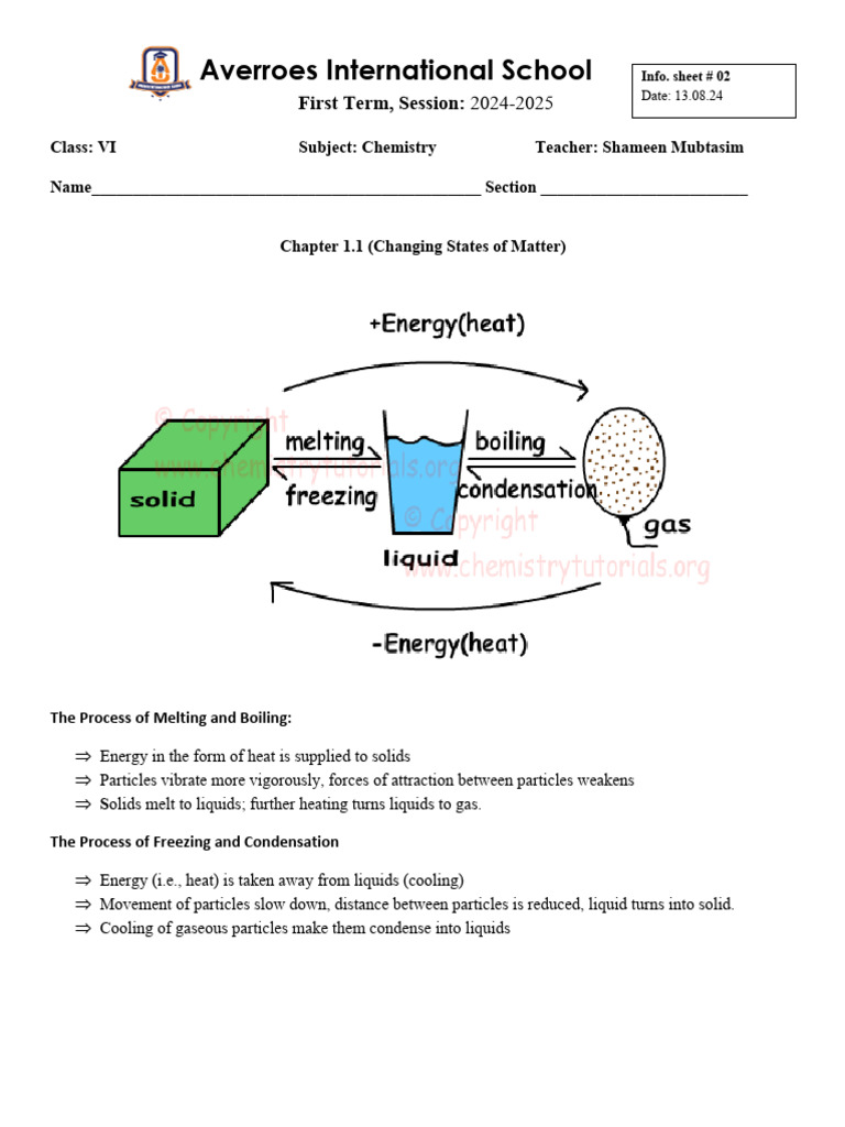STD-VI (Chemistry) Info. Sheet-2-1 | PDF