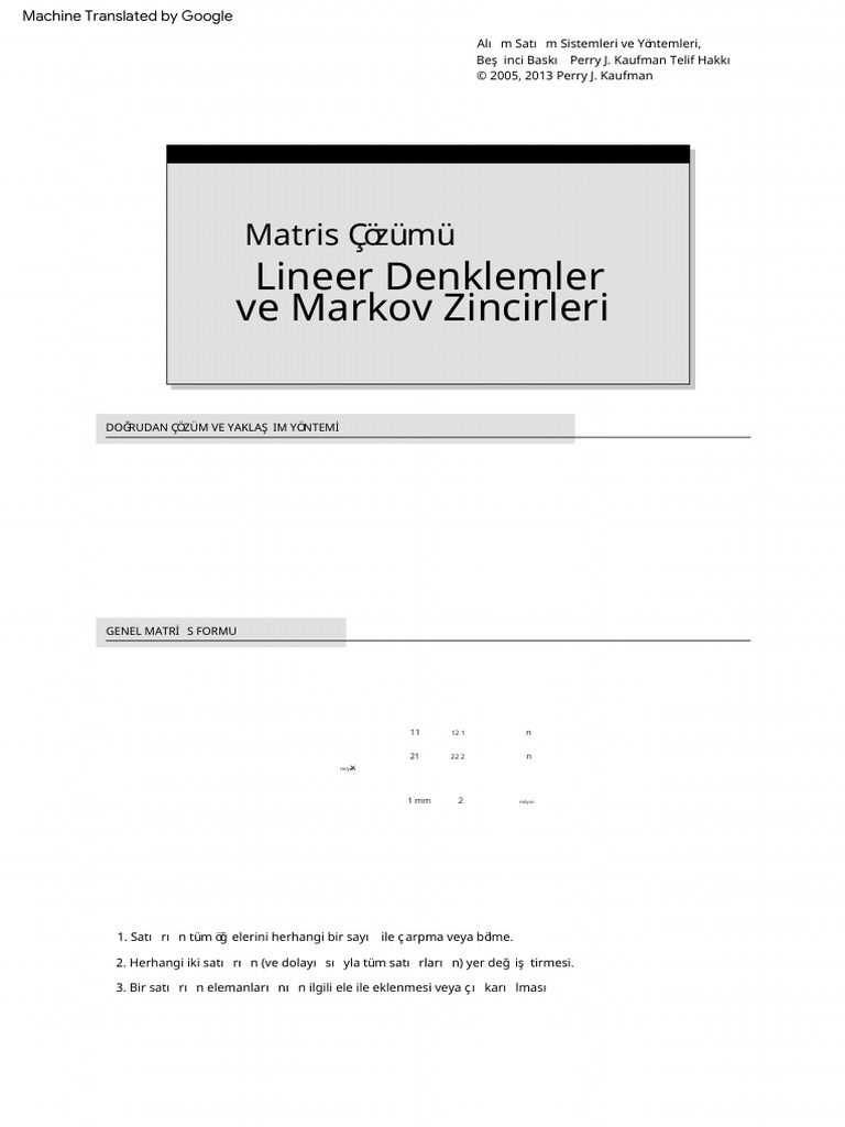 Trading Systems and Methods - 2012 - Kaufman - Appendix 2 Matrix Solution To Linear Equations ...