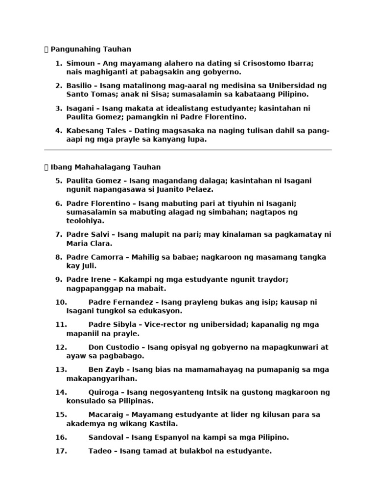 El Fili Characters | PDF