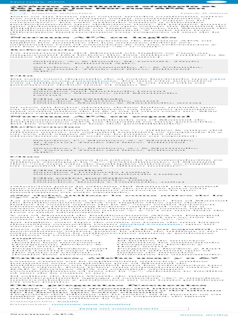 ¿Cómo Sustituir El Símbolo Et (&) para Las Normas | PDF | Estilo apa ...