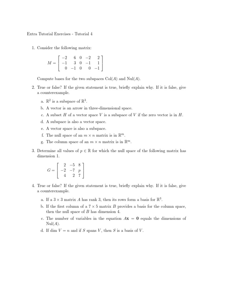 Extra Tutorial Exercises - Tutorial 4 | PDF