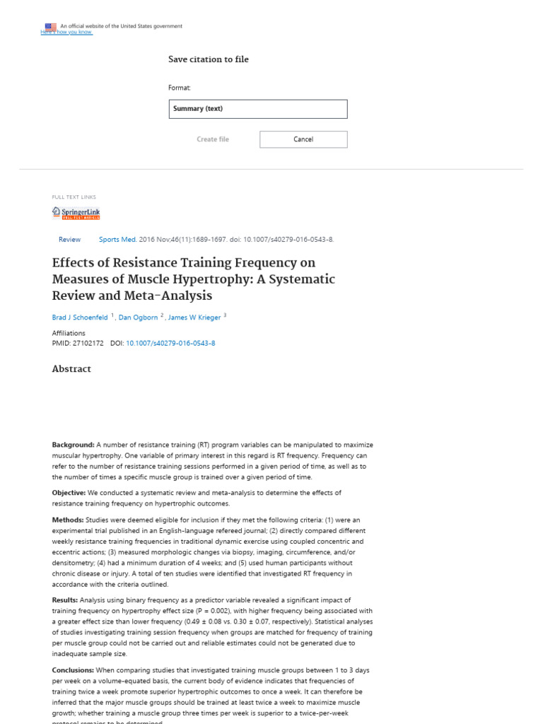 Effects of Resistance Training Frequency On Measures of Muscle ...