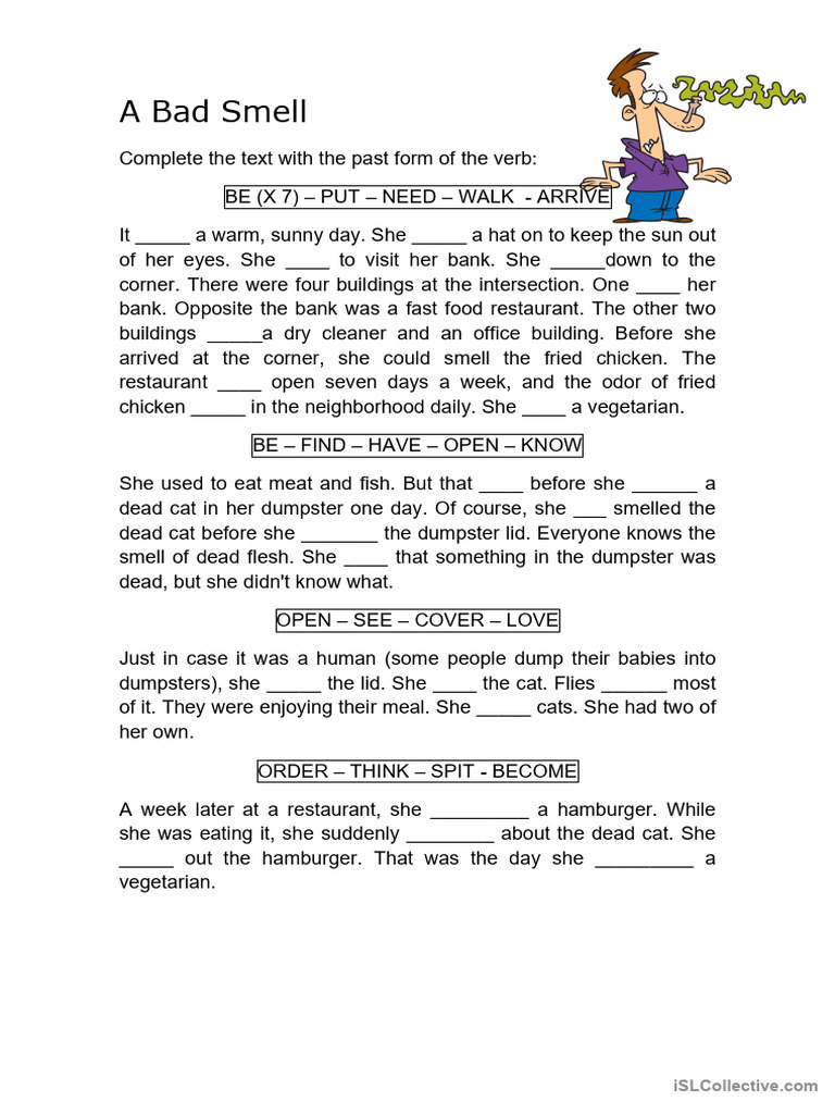 Grammar & Reading Comprehension - A Bad Smell | PDF