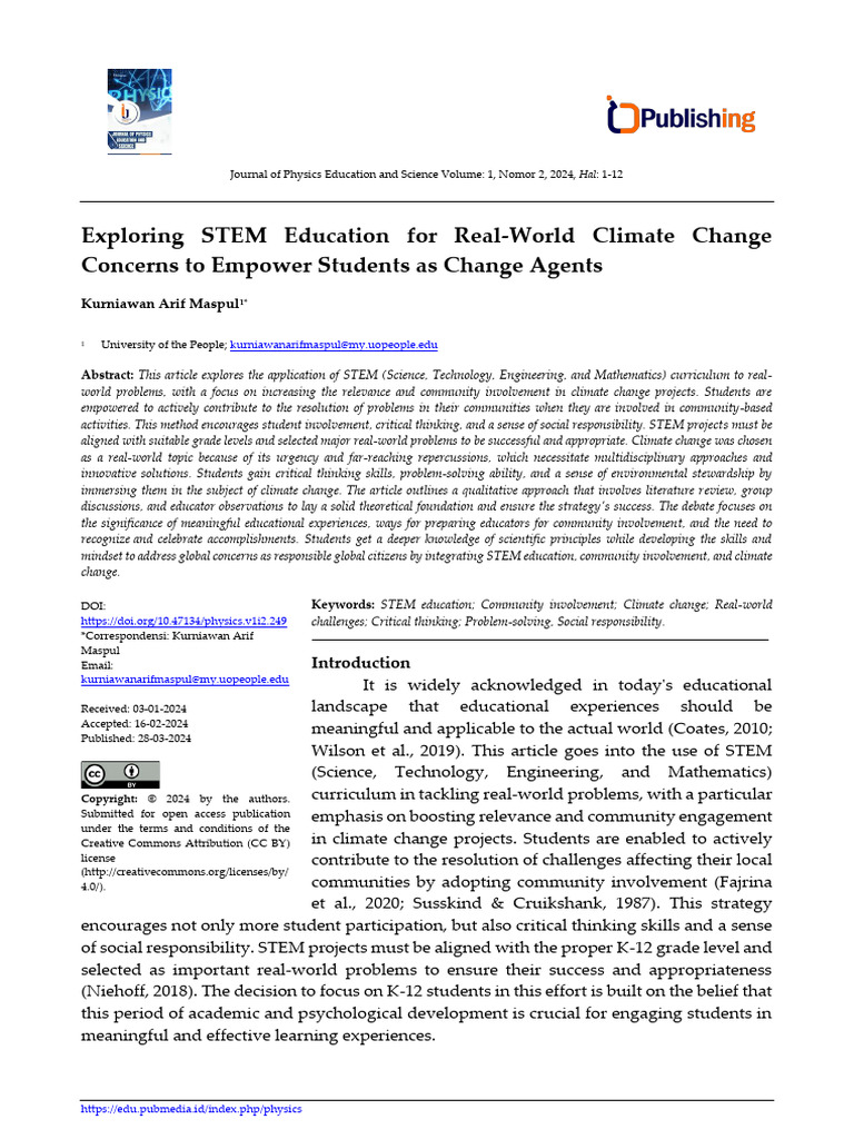 1 Exploring STEM Education For Real-World Climate Change Concerns To ...