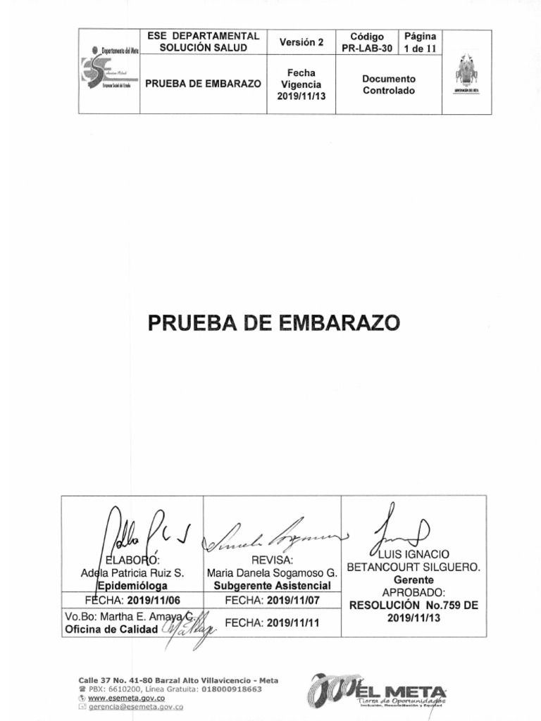 Pr-Lab-30 Prueba Embarazo | PDF