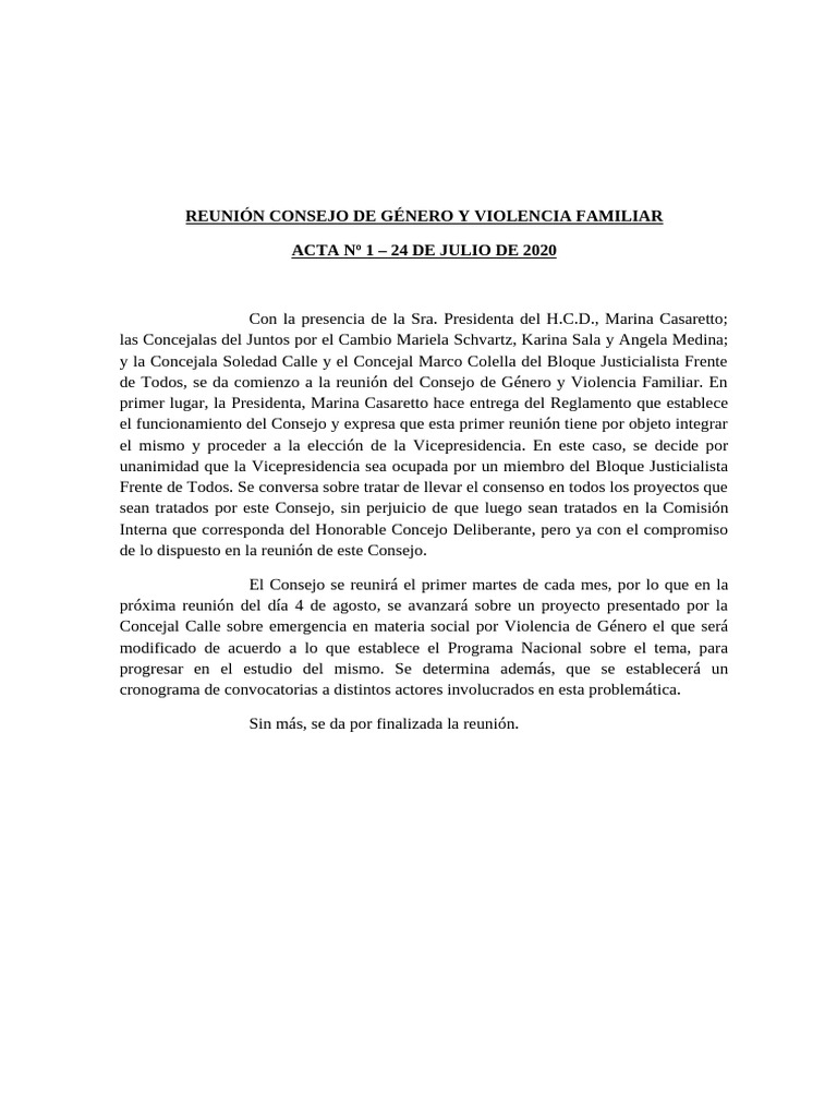 Actas Consejo de Género | PDF