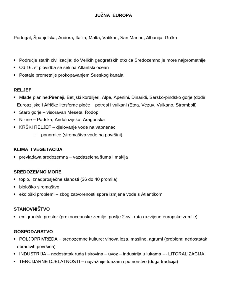 Juzna Europa 7 Razred | PDF