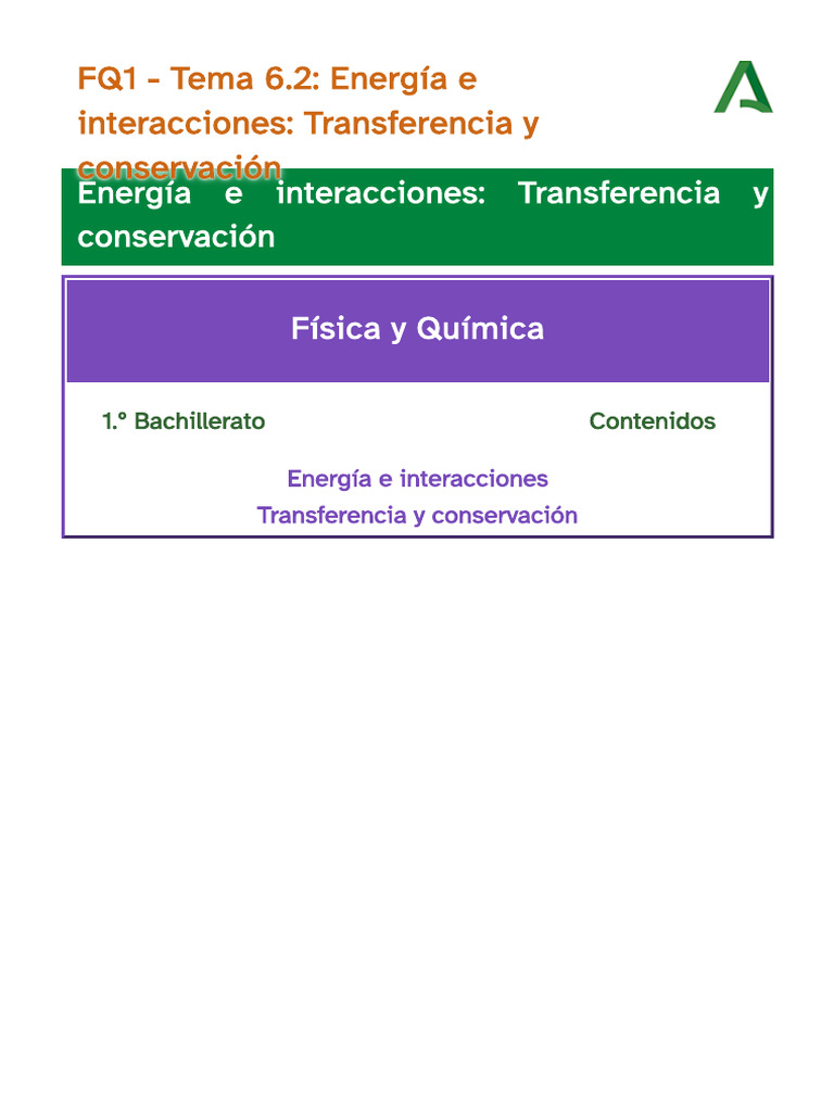 FQ1 - Tema 6.2 Energia e Interacciones Transferencia y Conservacion | PDF | Energía potencial ...