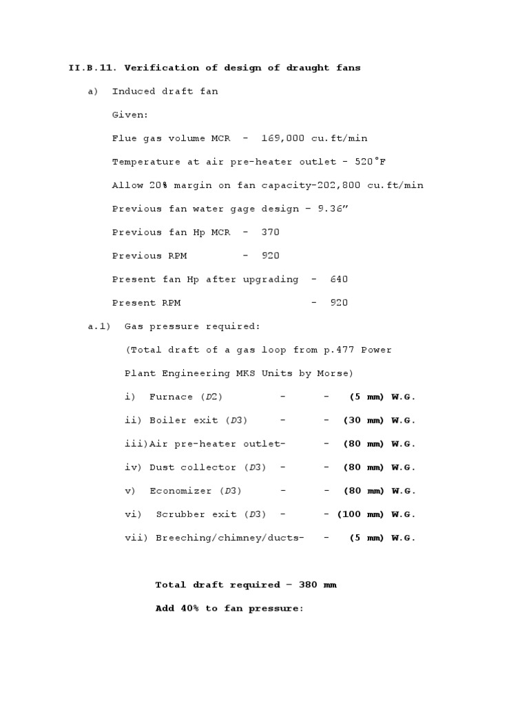Fan Capacity Calculation | PDF | Chemical Engineering | Gas Technologies