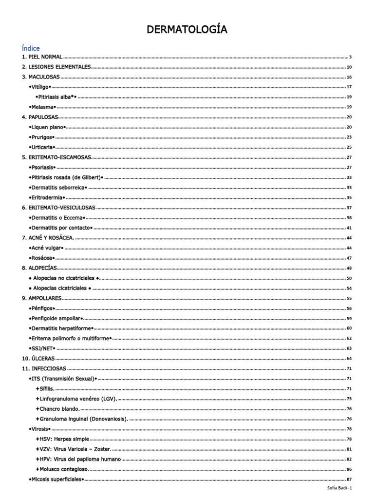 Dermatología - Resúmen | PDF | Piel | Epidermis