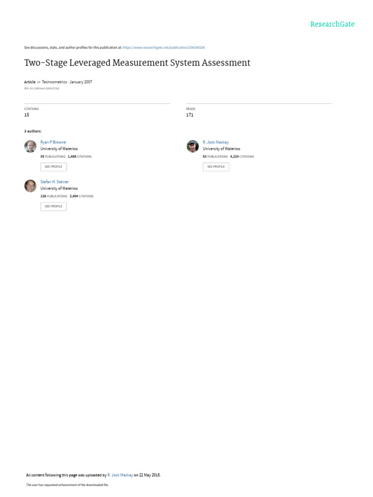 Browne 2007 Two-Stage - Leveraged - Measurement - System - Assessment ...