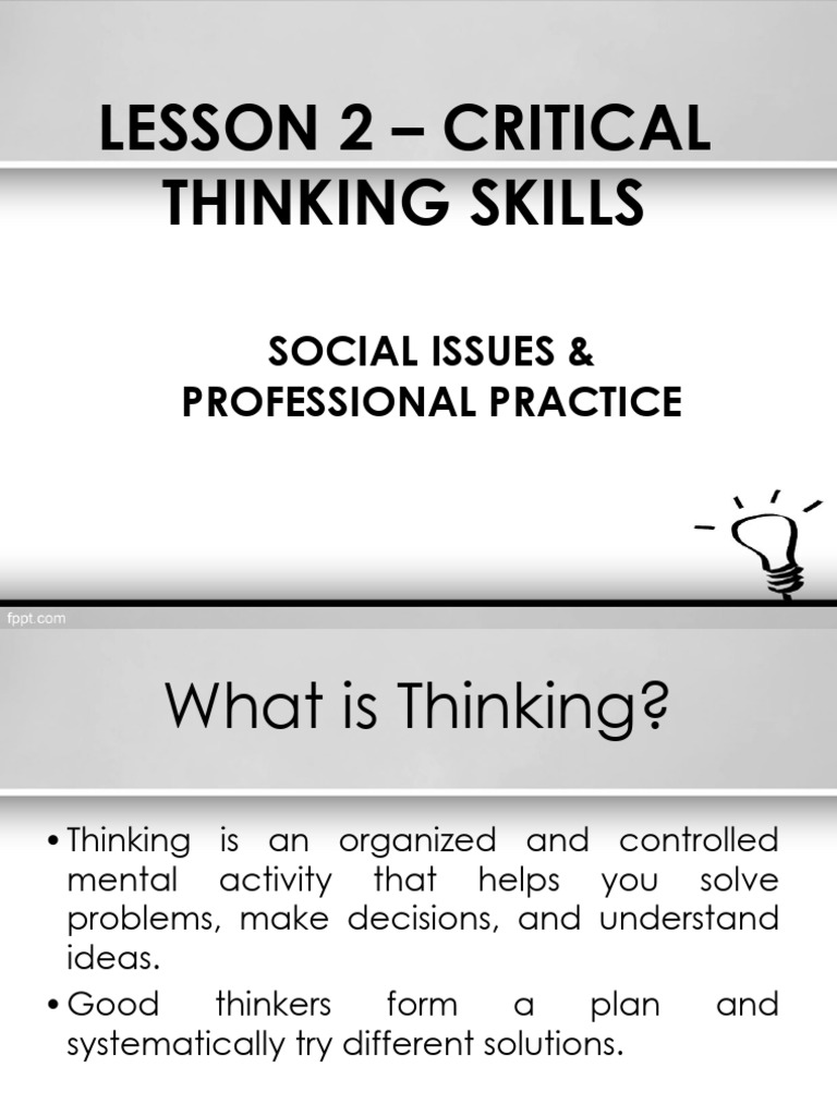 Lesson 2 Critical Thinking Skills | PDF | Critical Thinking | Thought