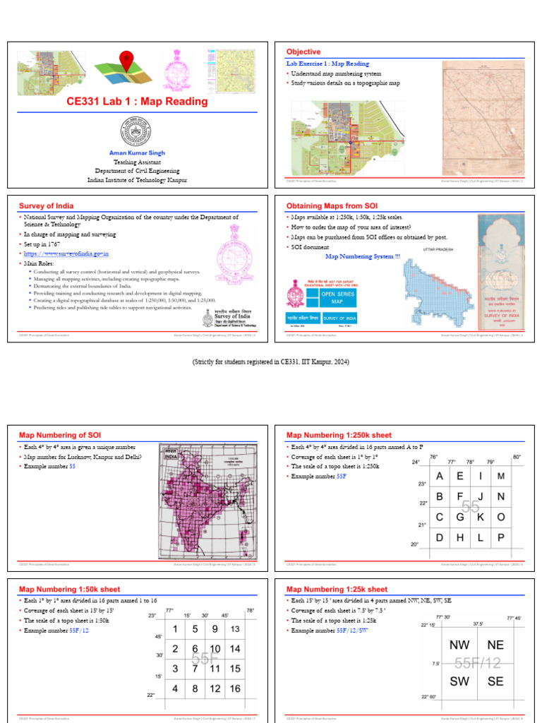Lab1 CE331 Map Reading 2024 | PDF | Map | Topography