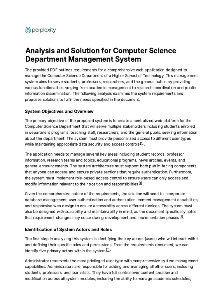 Analysis and Solution for Computer Science Departm | PDF | Class (Computer Programming) | Model ...
