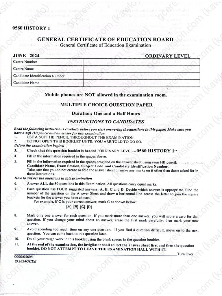 Past Questions in History o Level | PDF