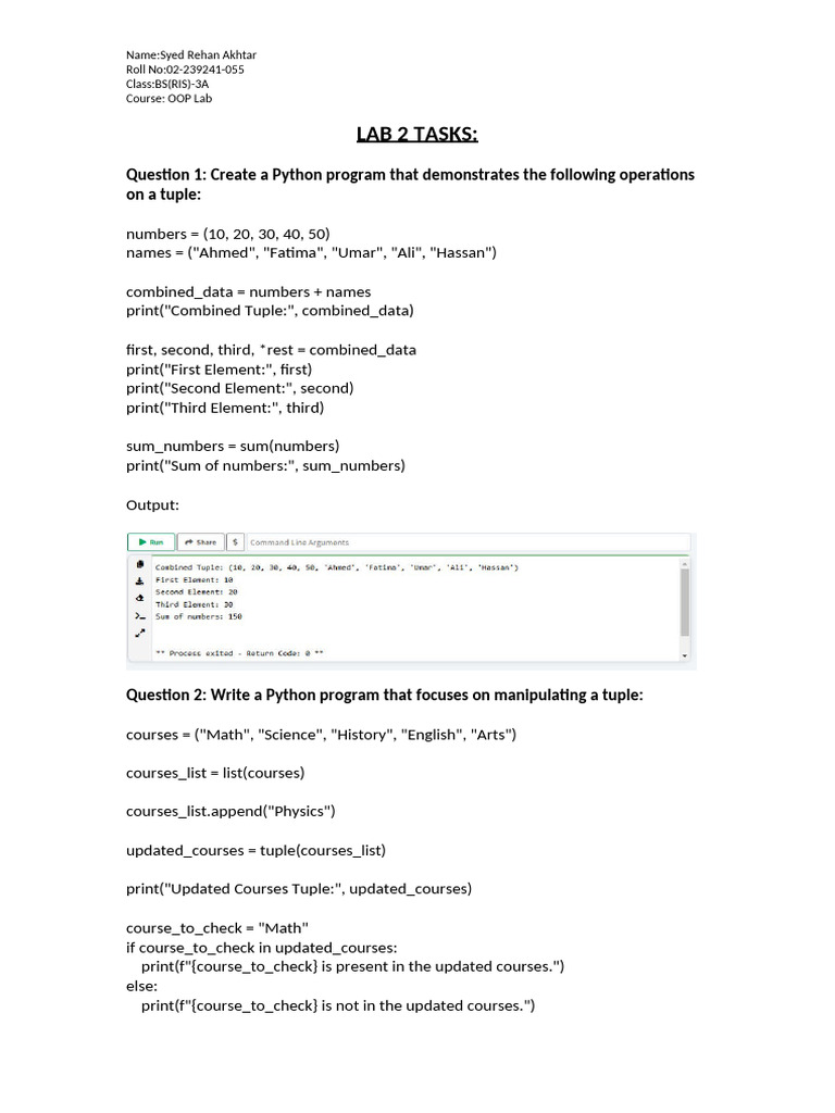 Oop Lab 2 Tasks | PDF