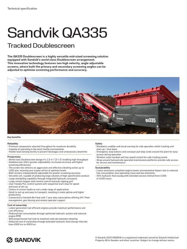 Sandvik QA335 Doublescreen Overview | PDF | Engines | Length