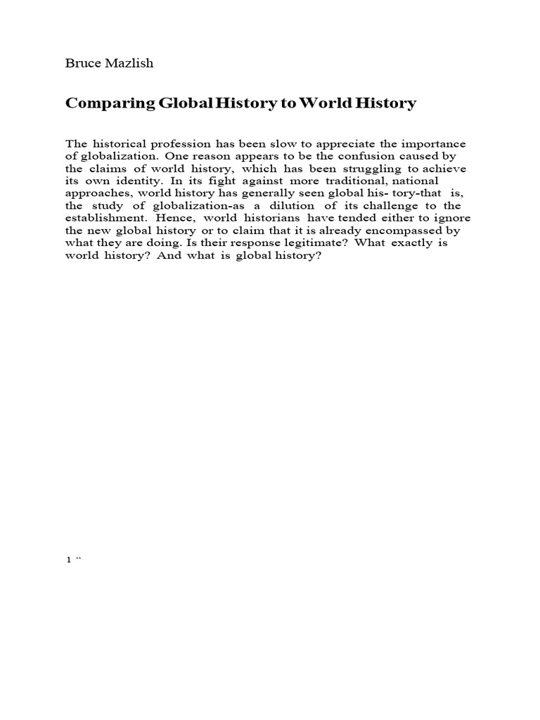 Global vs. World History Explained | PDF | Globalization | Civilization