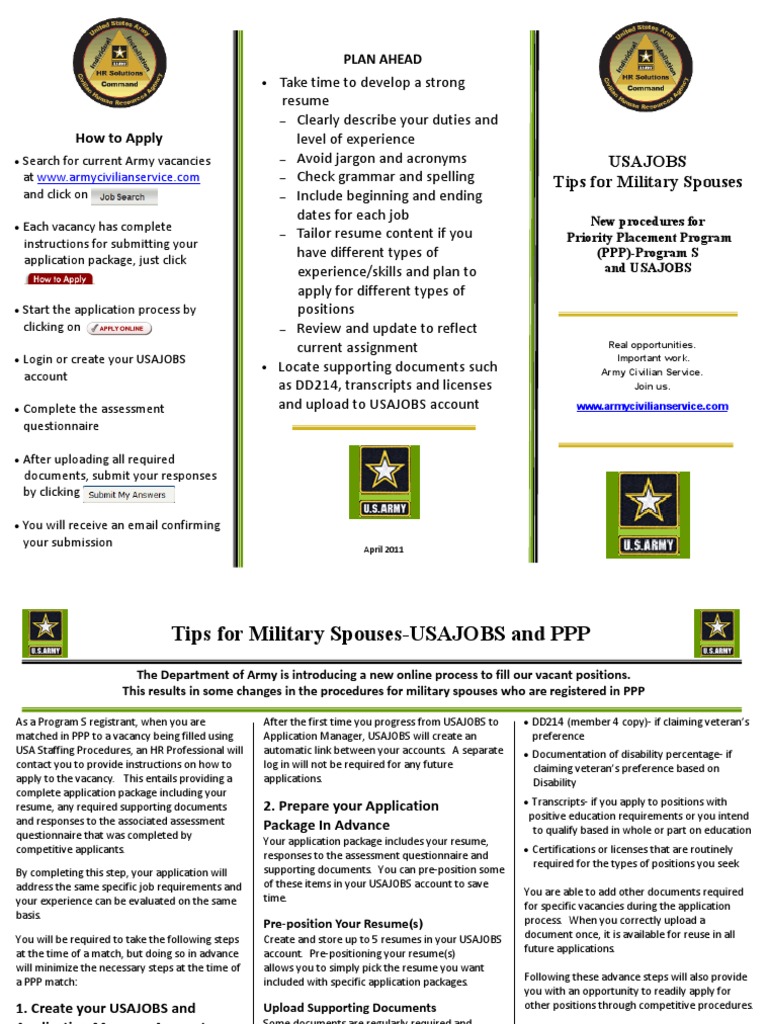 Military Spouse Info On How To Apply With The New USA Jobs System | PDF ...