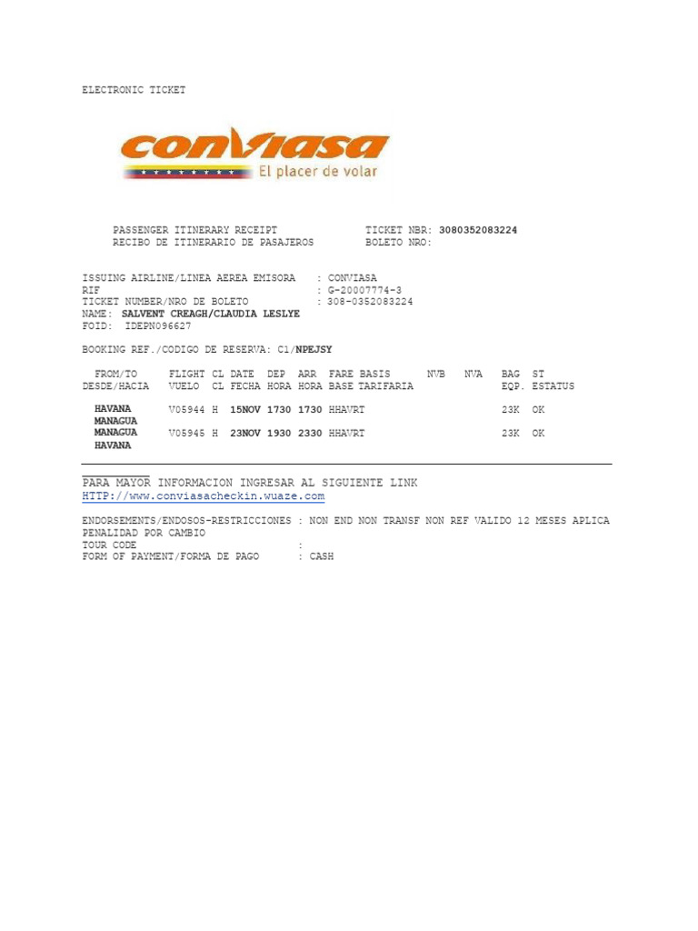 72347428-ELECTRONIC-TICKET-HAVANA-MANAGUA-HAVANA-SALVENT-CREAGH-CLAUDIA ...