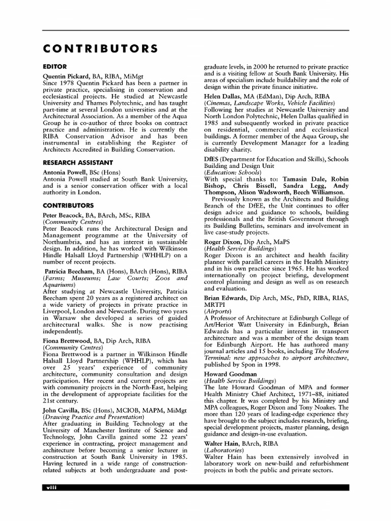 Contributors to the Architects Handbook | PDF | Qualifications ...
