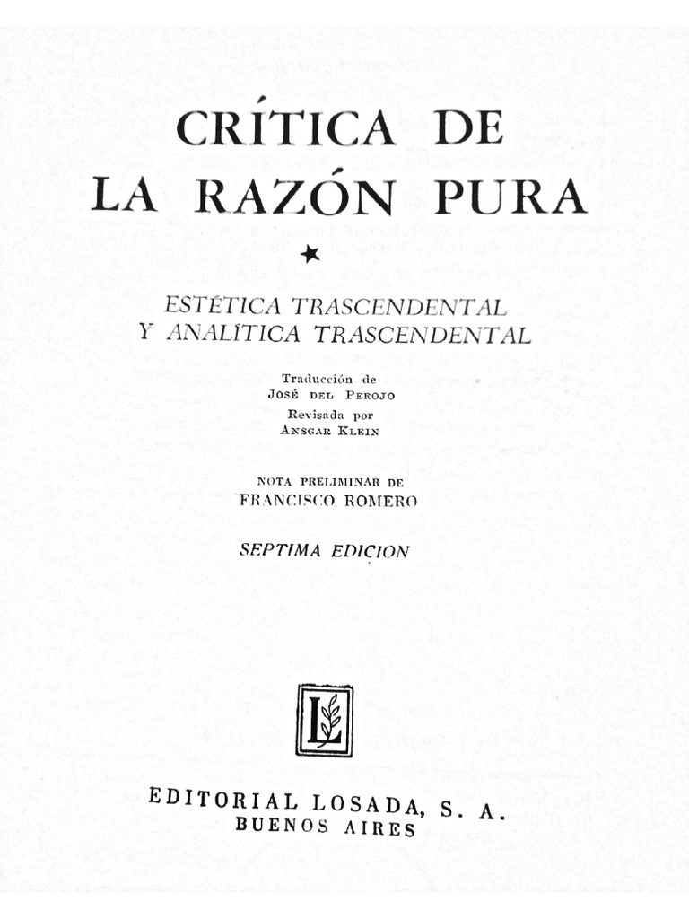 Crítica a la razón pura prefacio 1 y 2 (1) | PDF
