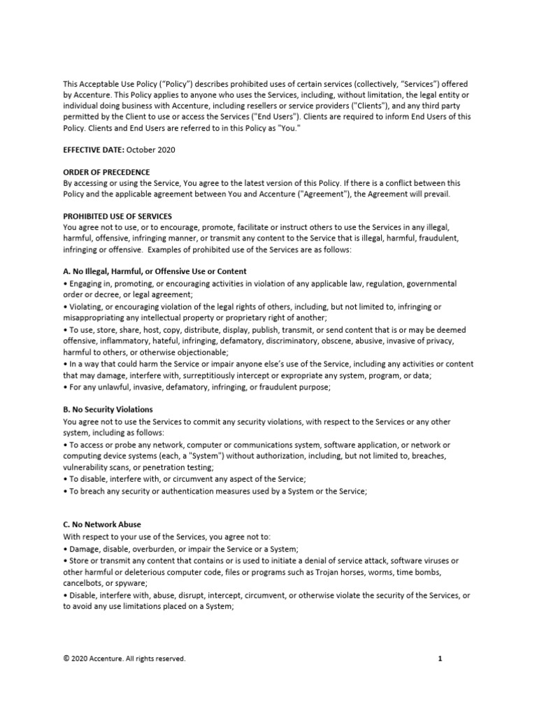 Accenture Acceptable Use Policy | PDF | Computer Security | Security