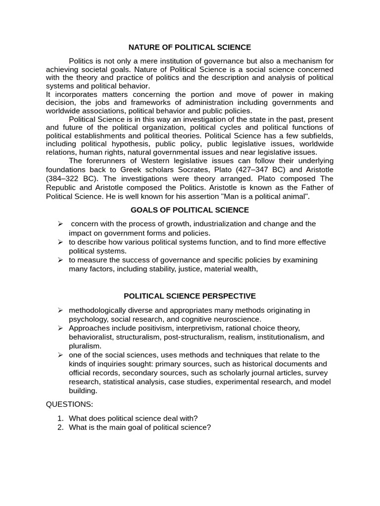 Nature of Political Science | PDF | Political Science | Science