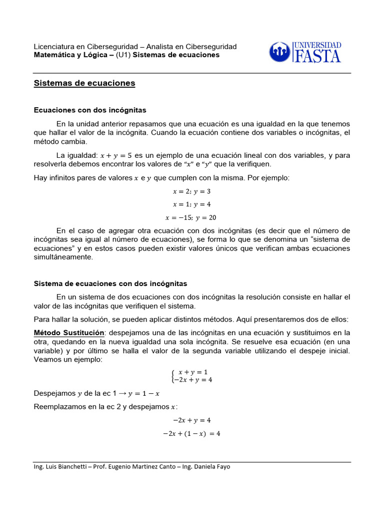 Teo - Sist - de Ecuac - MateLog - 2022 | PDF | Ecuaciones | Sistema de ecuaciones lineales