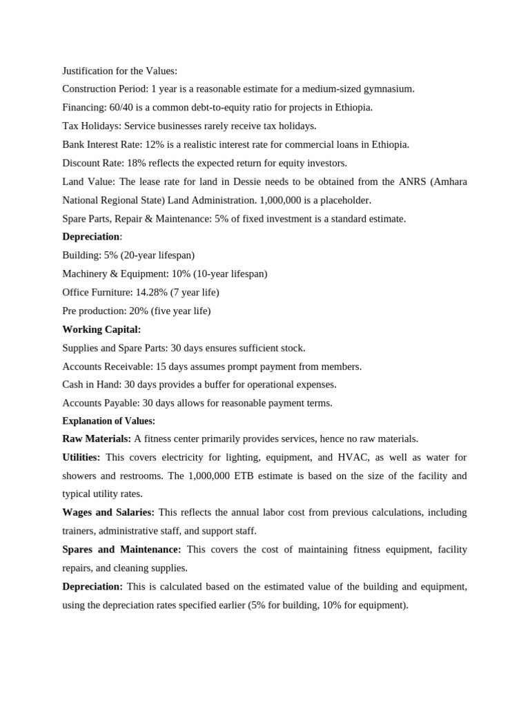 Justification for the Values | PDF | Net Present Value | Financial ...