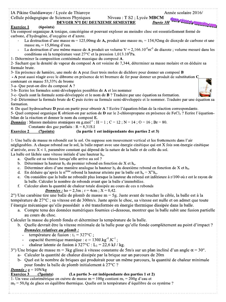 Devoir N 4 1ere s1 | PDF
