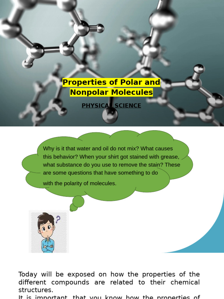 Properties of Polar and Nonpolar Molecules | PDF | Chemical Polarity ...