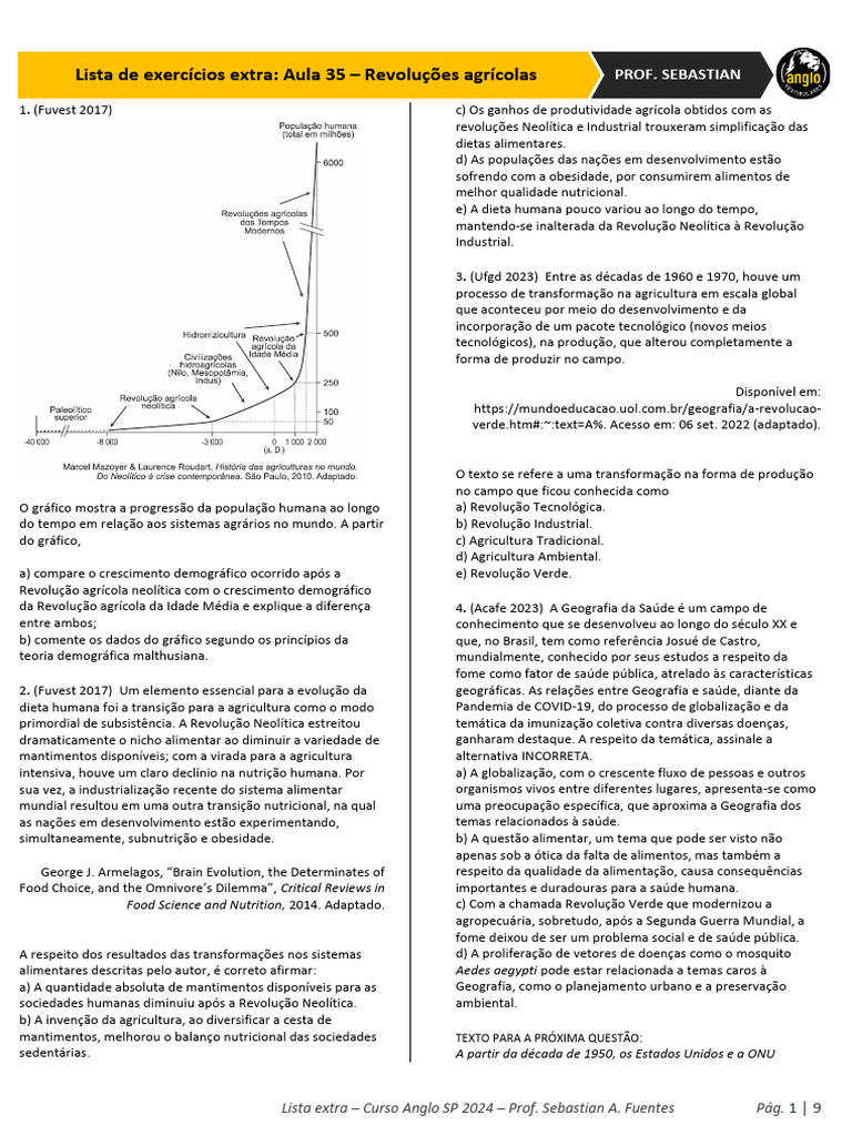 (Lista Extra) Aula 35 - Revolucoes Agricolas - (Anglo 2024 GG Curso) | PDF | Agricultura ...