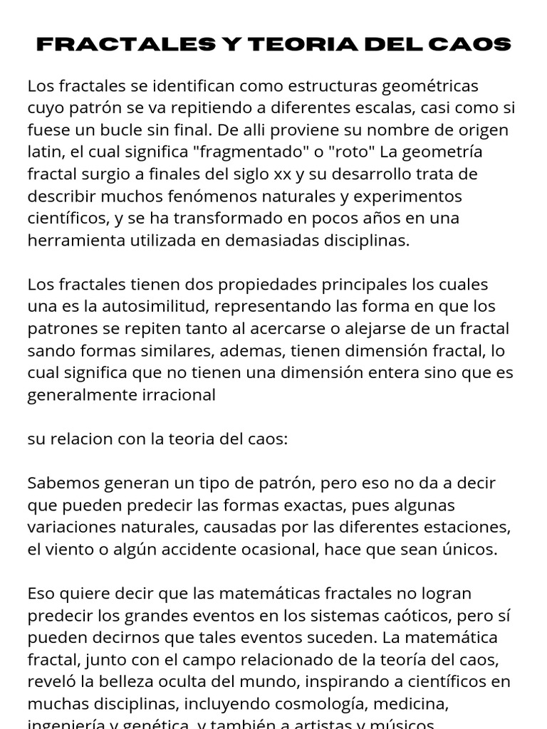 Fractales y Teoría del Caos Explicados | PDF | Fractal | Teoría del caos
