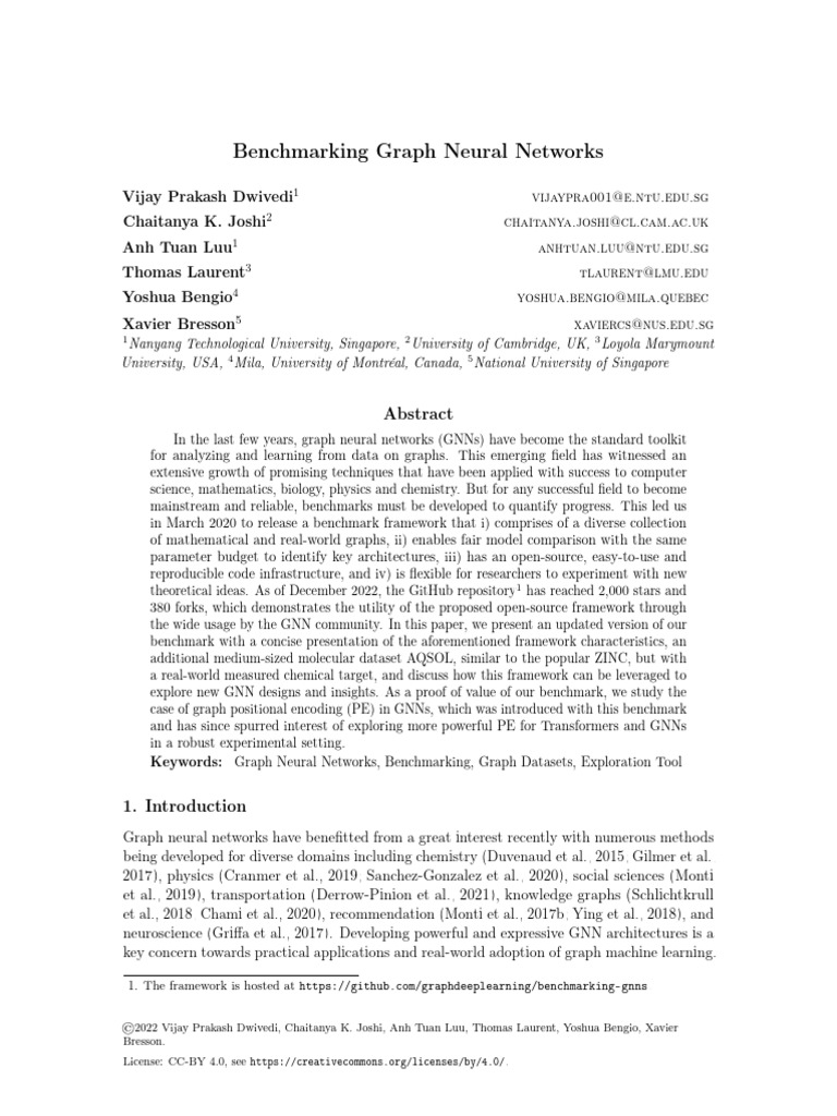 Dwivedi22-Benchmarking Graph Neural Networks | PDF | Applied Mathematics | Theoretical Computer ...