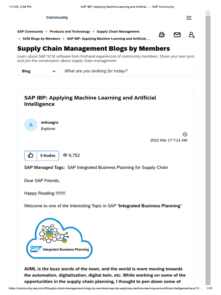 SAP IBP - Applying Machine Learning and Artificial ... - SAP Community ...