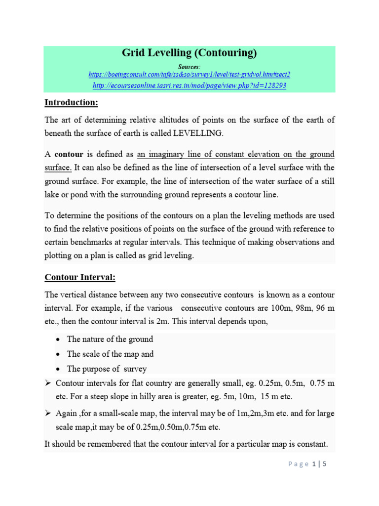Lec06A Grid Levelling Solved Example-1 | PDF | Contour Line | Geometry