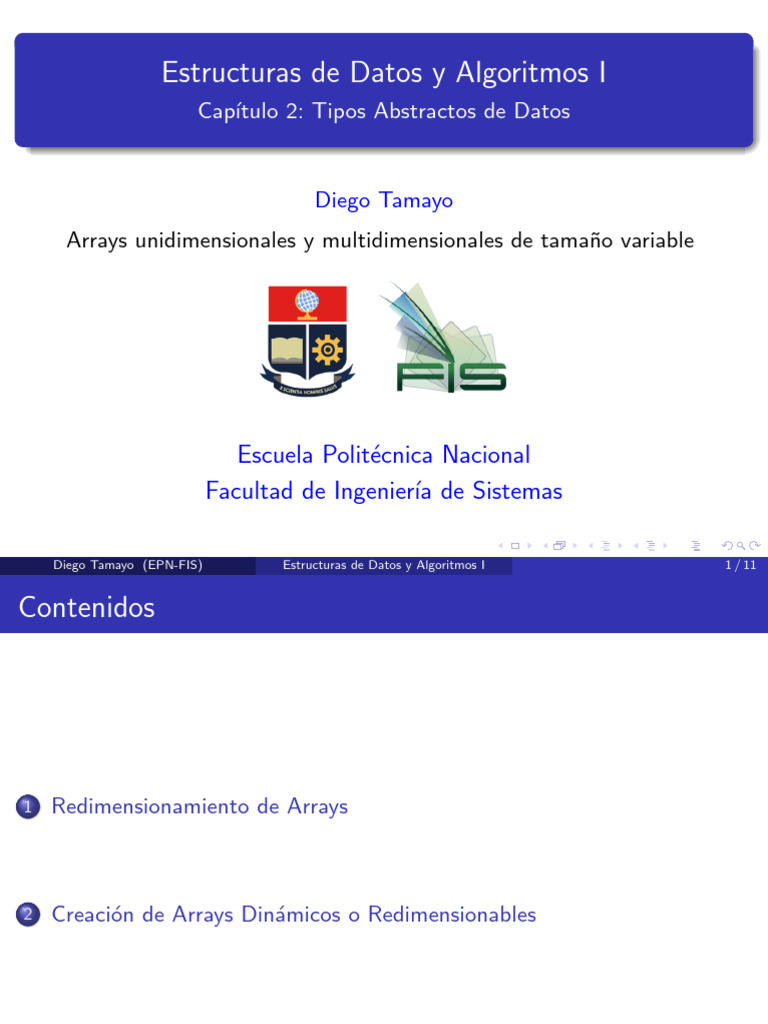 7.Clase de Estructuras de Datos y Algoritmos I - Capítulo 2 - Tipos Abstractos de Datos - Arrays ...