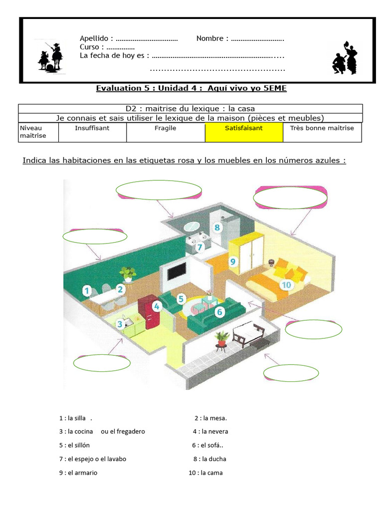 EVALUATION 5 CORRECTION UNIDAD 4 lexico casa | PDF