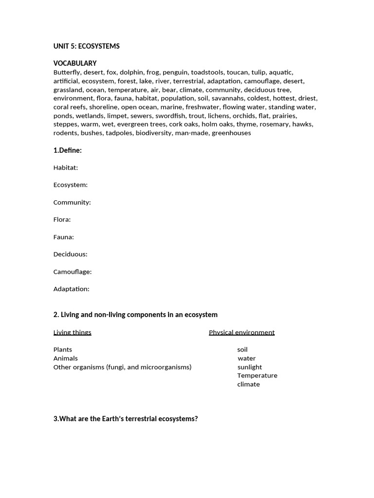 Unit 5 Ecosystems | PDF