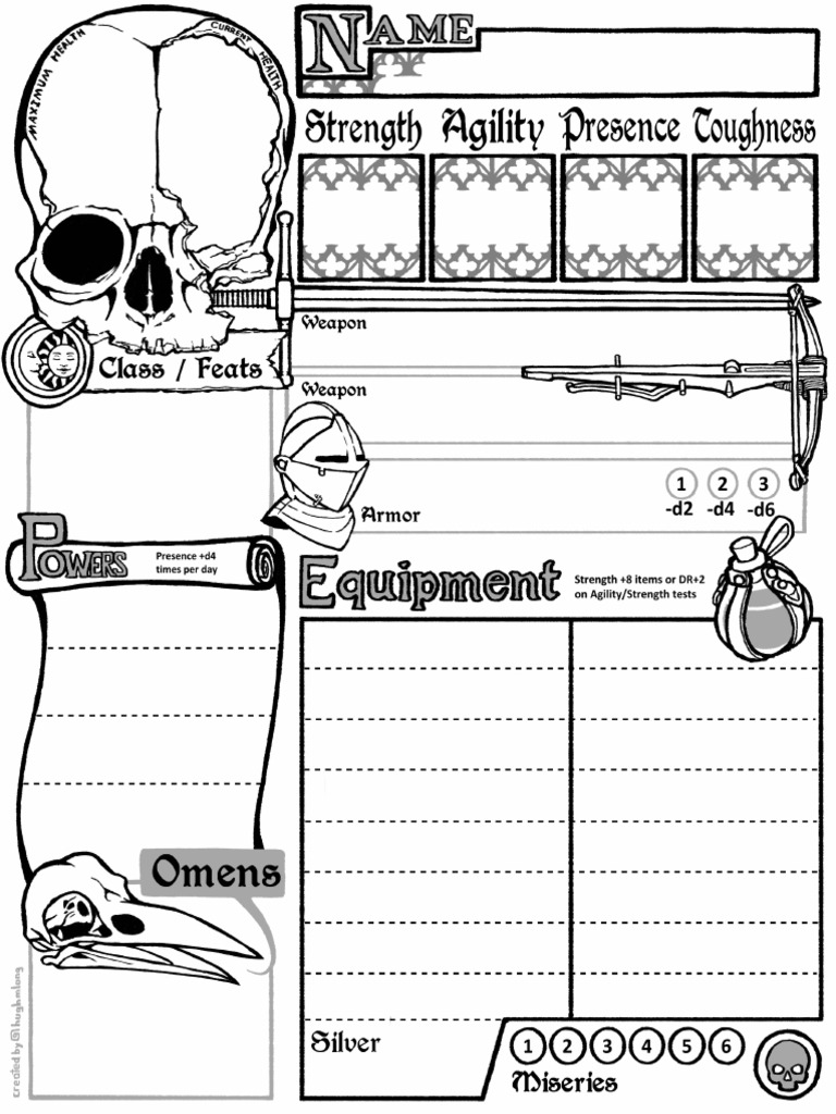 Mork Borg Character Sheet Ver2 | PDF