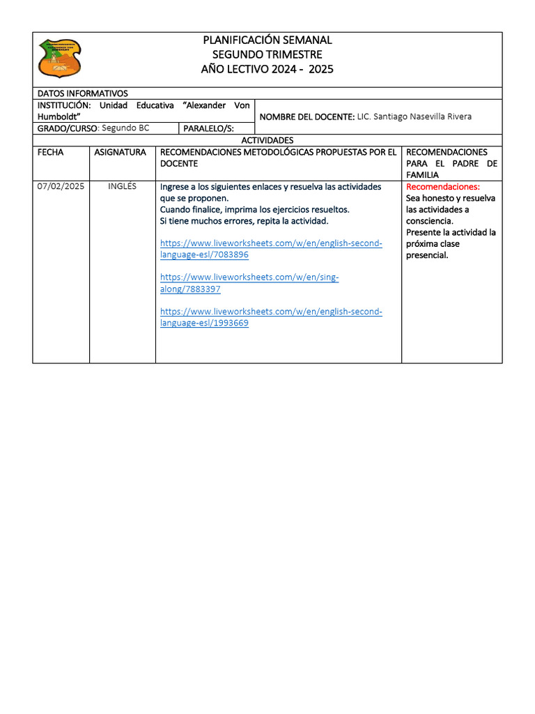 2do TAREA ASINCRONICA INGLES | PDF
