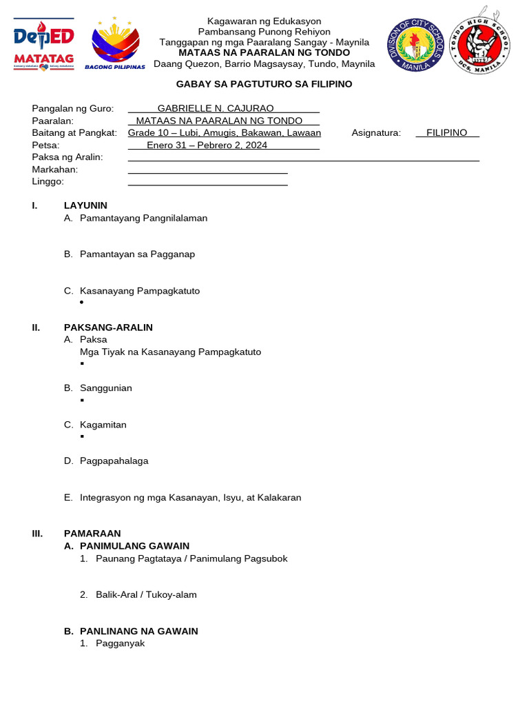 Gabay Sa Pagtuturo NEW FORMAT | PDF