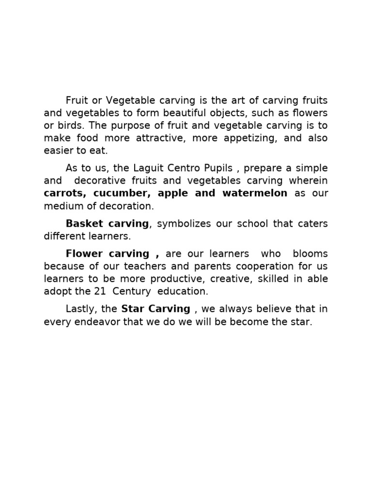 Fruit or Vegetable Carving Is The Art of Carving Fruits and Vegetables ...