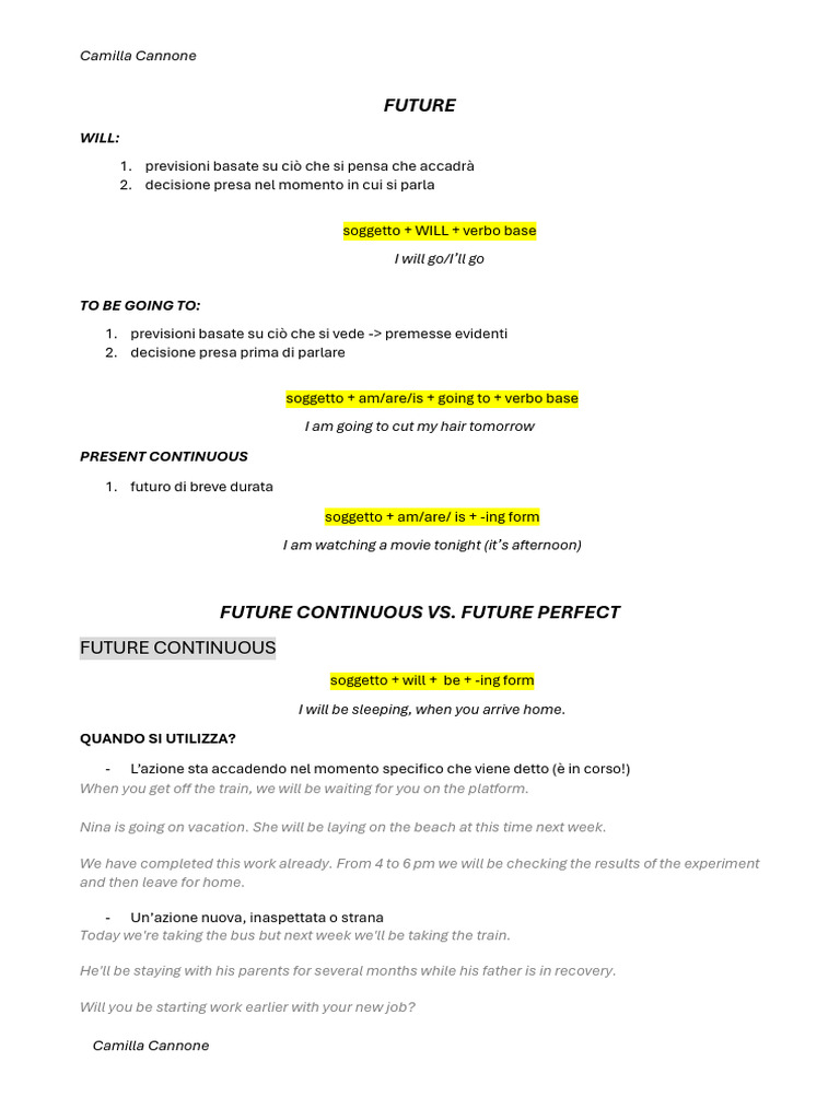 FUTURE and FUTURE CONTINUOUS VS FUTURE PERFECT | PDF | Semantic Units | English Grammar