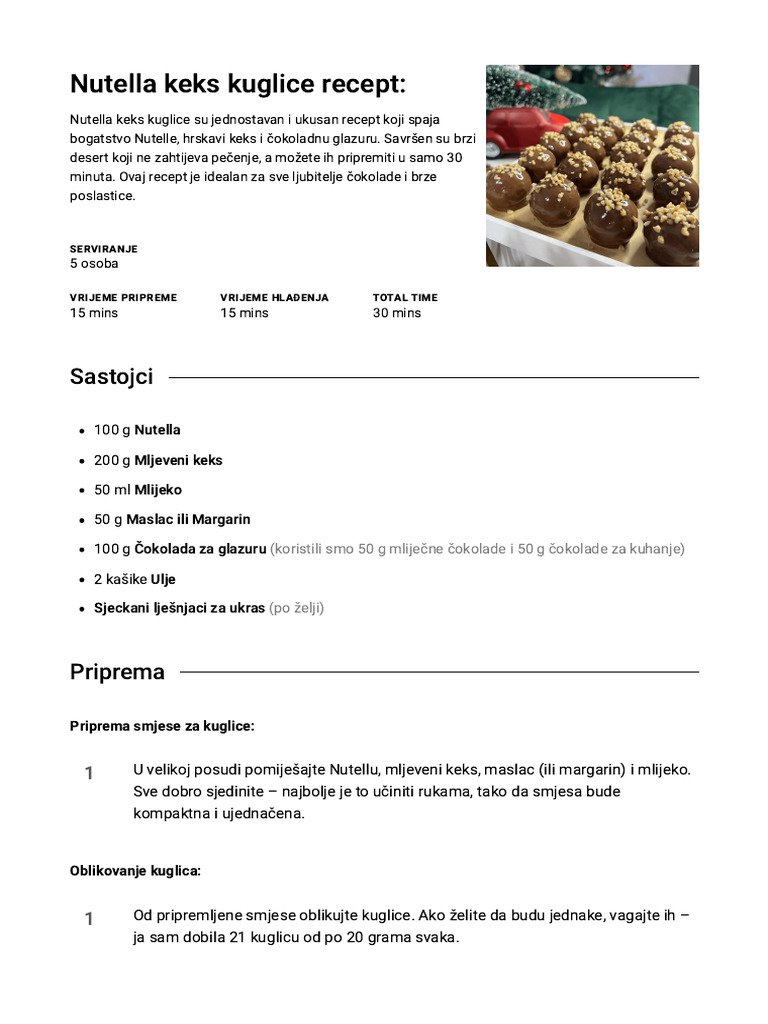 Nutella Keks Kuglice Recept | PDF