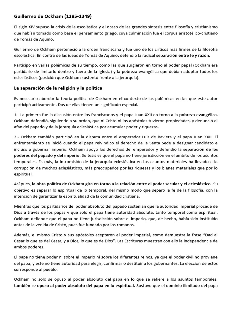 Guillermo-de-Ockham | PDF | Papa | Iglesia Católica