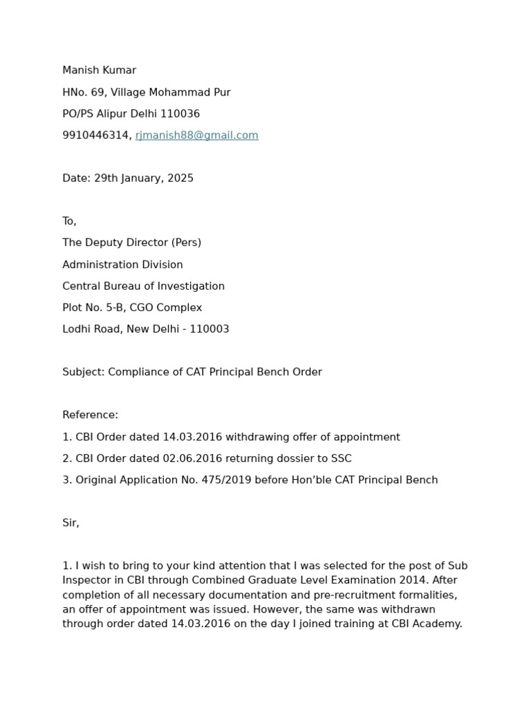 Cbi Compliance Letter | PDF