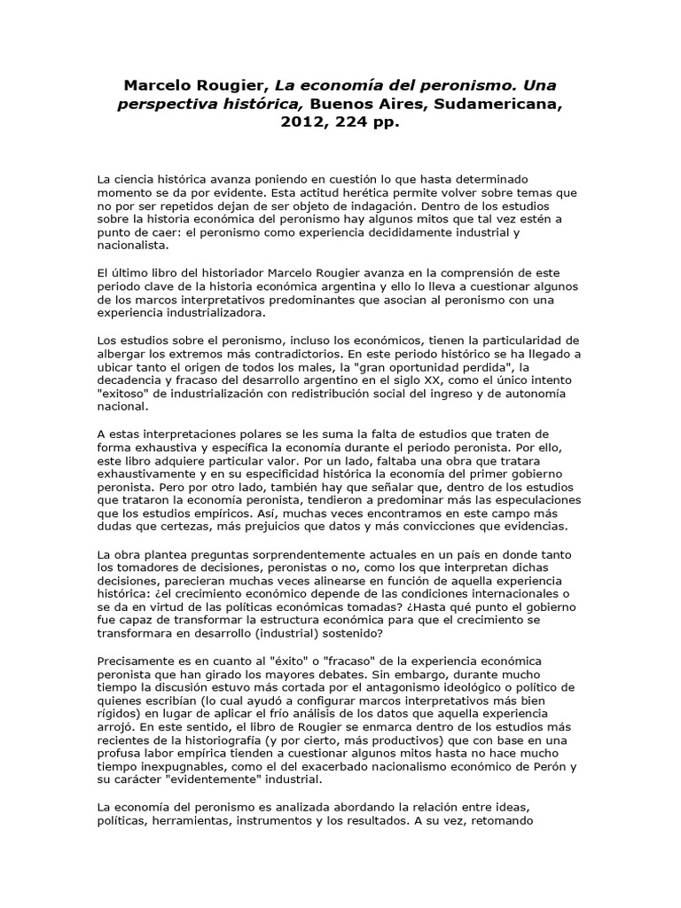 Economía del Peronismo: Mitos y Realidades | PDF | Política económica ...