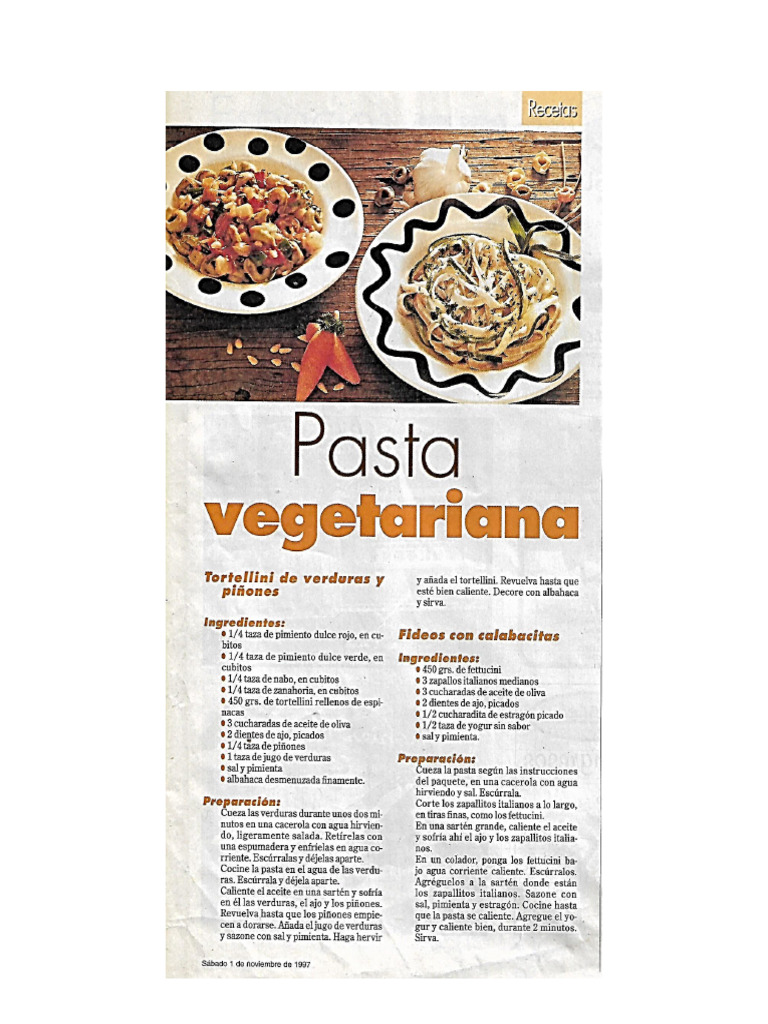 Pasta vegetariana | PDF